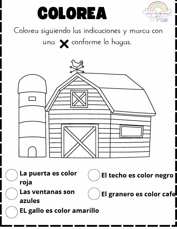 Colorea según las indicaciones para trabajar la comprensión lectora